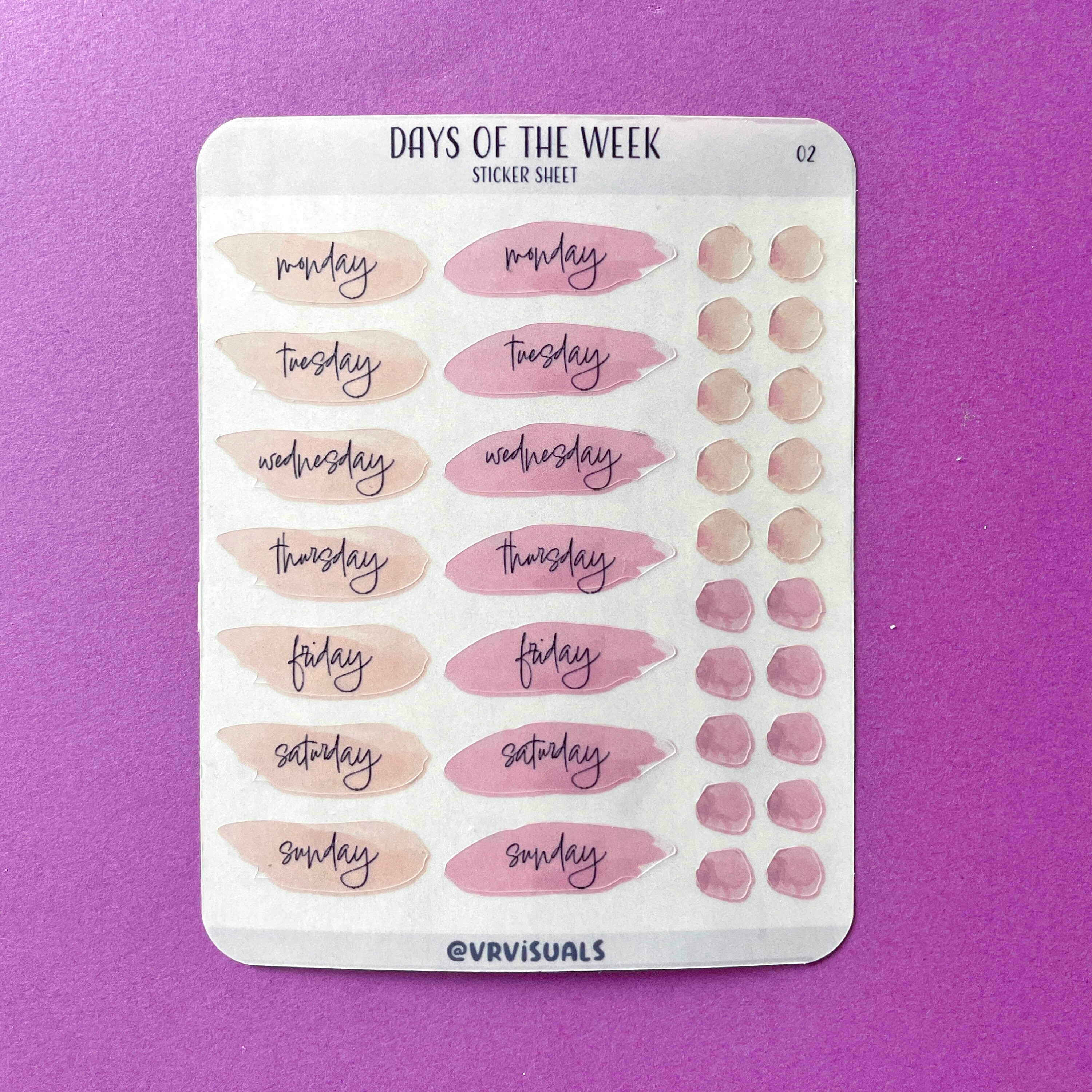 Days of the Week Planner Stickers Journaling Stickers Weekly Spread ...