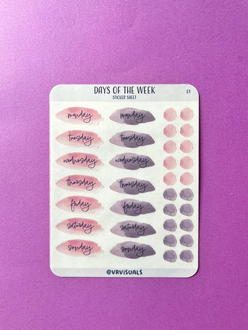 Days of the Week Planner Stickers | Journaling Stickers | Weekly Spread ...