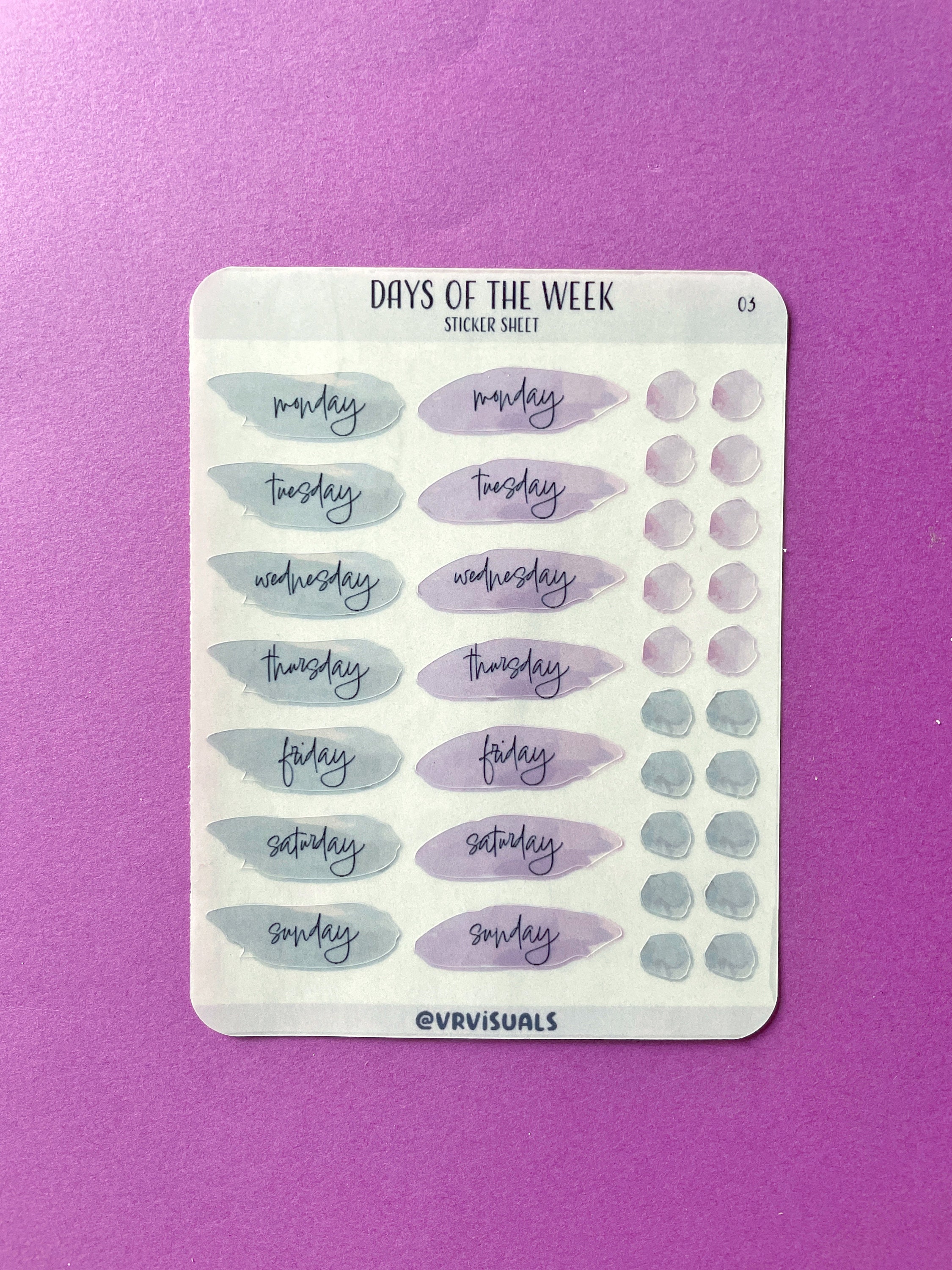 Days of the Week Planner Stickers Journaling Stickers Weekly Spread ...