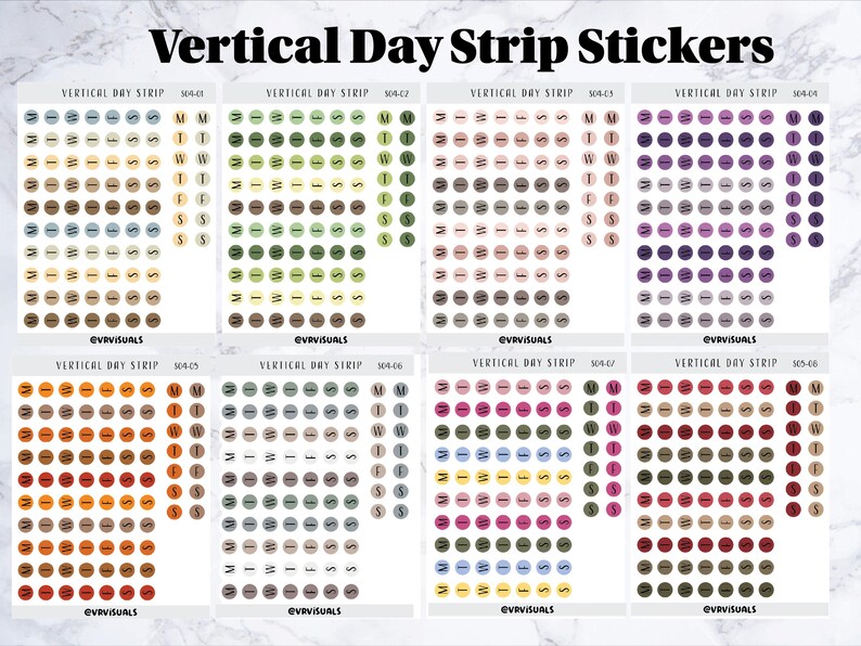 Days of the Week Vertical Strip Sticker | Weekly Overview| Habit ...