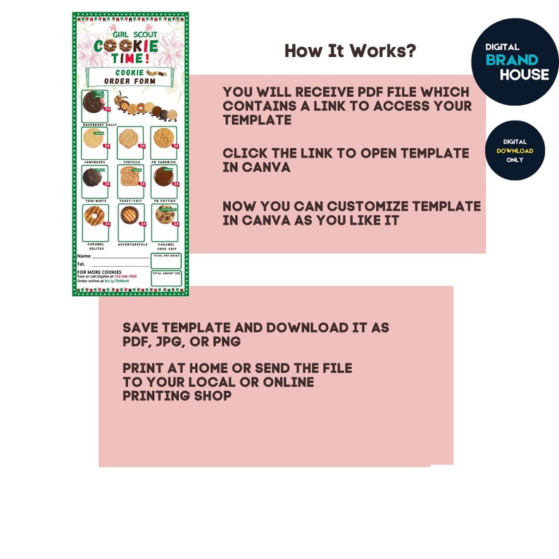 ABC Girl Scout Cookie Order Form Editable Canva Template 2023 ABC ...