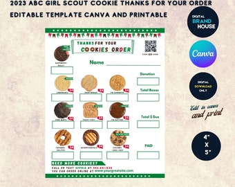 ABC Girl Scout Cookie Booth Menu Editable Canva Template - Etsy