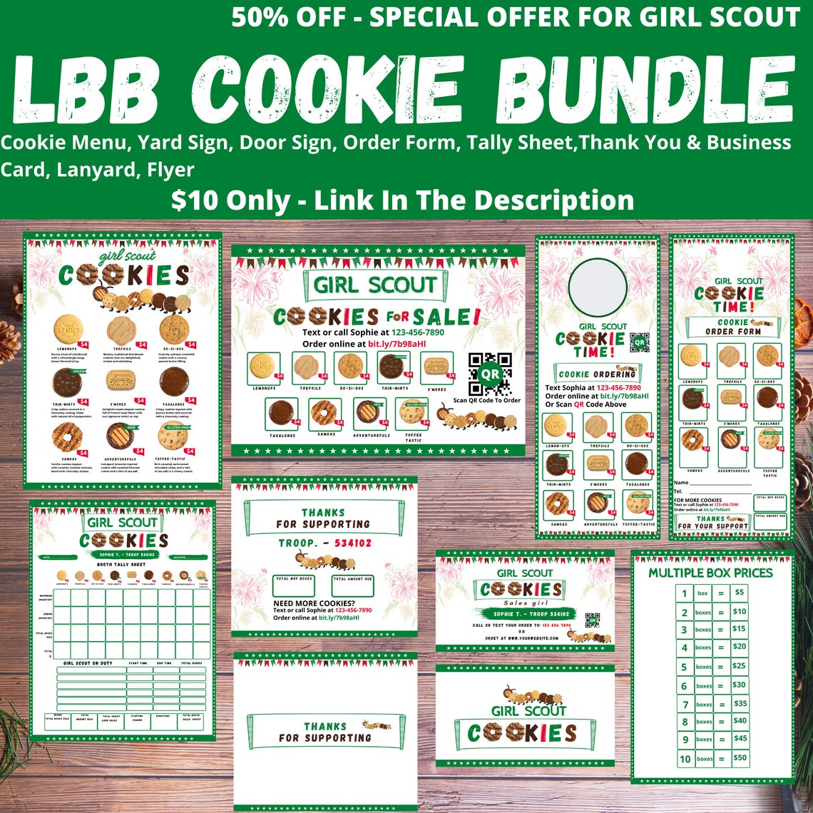 LBB Girl Scout Cookie Tally Sheet Editable Canva Template | Etsy