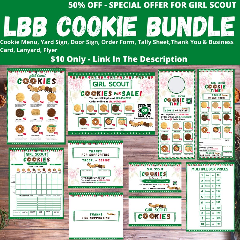 LBB Girl Scout Cookie Tally Sheet Editable Canva Template | Etsy