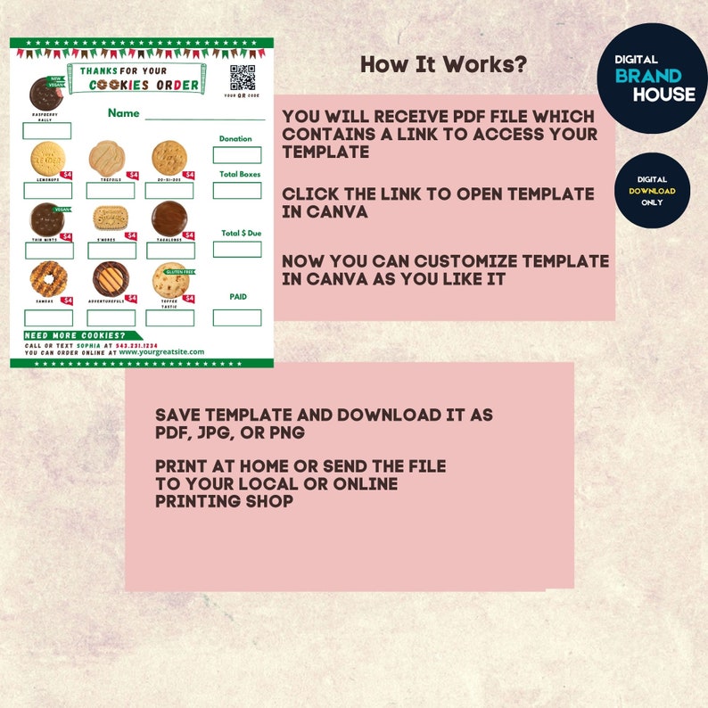 LBB Girl Scout Cookie Thanks for Your Order Editable Canva Template ...