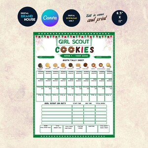 LBB Girl Scout Cookie Tally Sheet Editable Canva Template 2023 Little ...