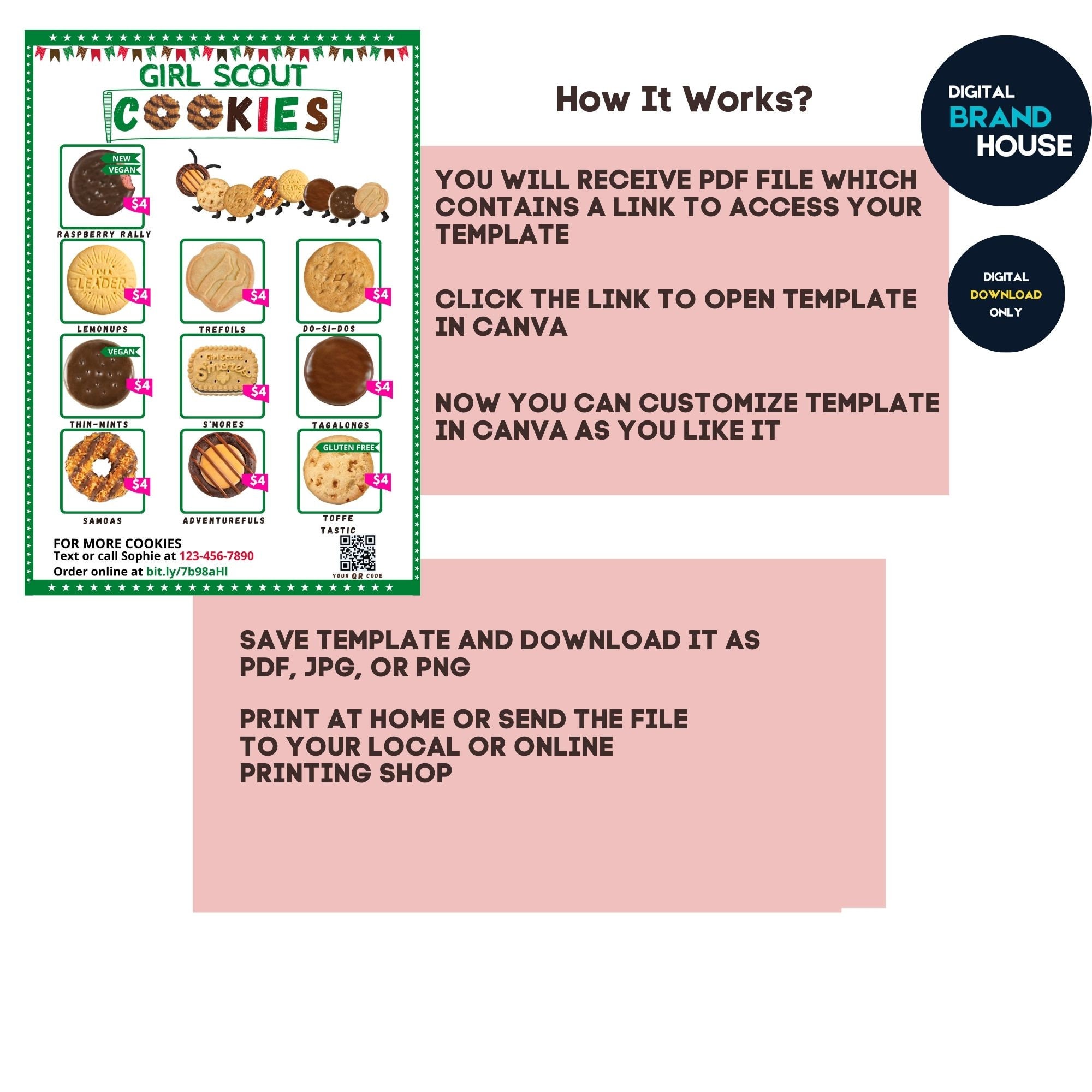 LBB Girl Scout Cookie Lanyard Editable Canva Template 2023 Little ...