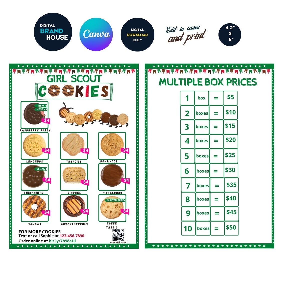 LBB Girl Scout Cookie Lanyard Editable Canva Template 2023 Little ...