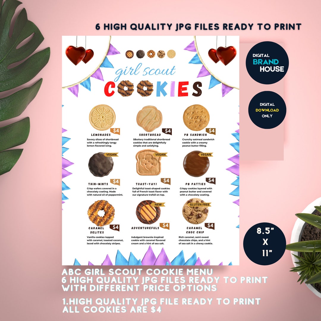 2022 ABC Girl Scout Cookie Menu Printable 6 High Quality Jpg Files ABC ...