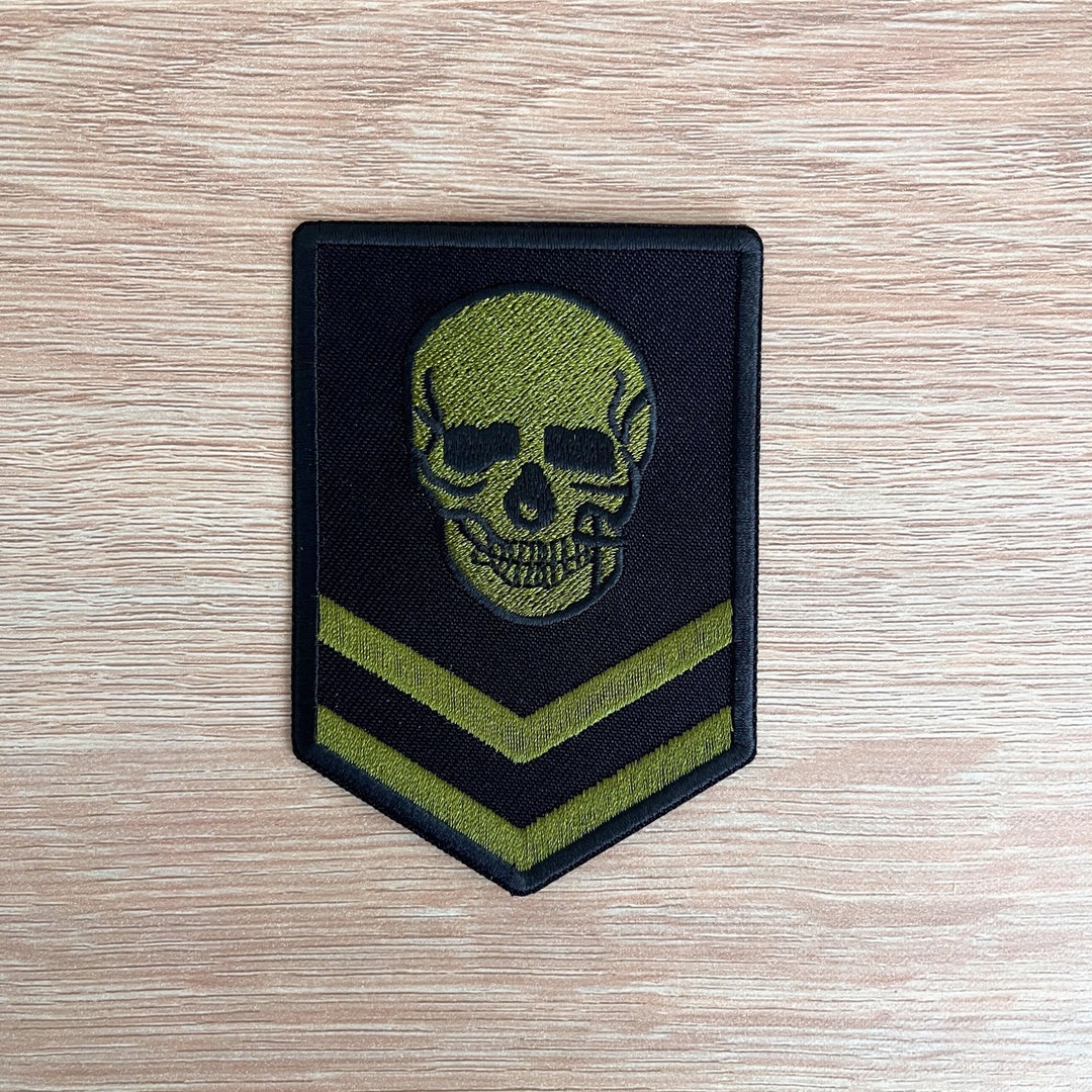 Human Skull Patch / Green Skull Military Patch / Sew or Iron on Embroidered Soldier Chevron ...
