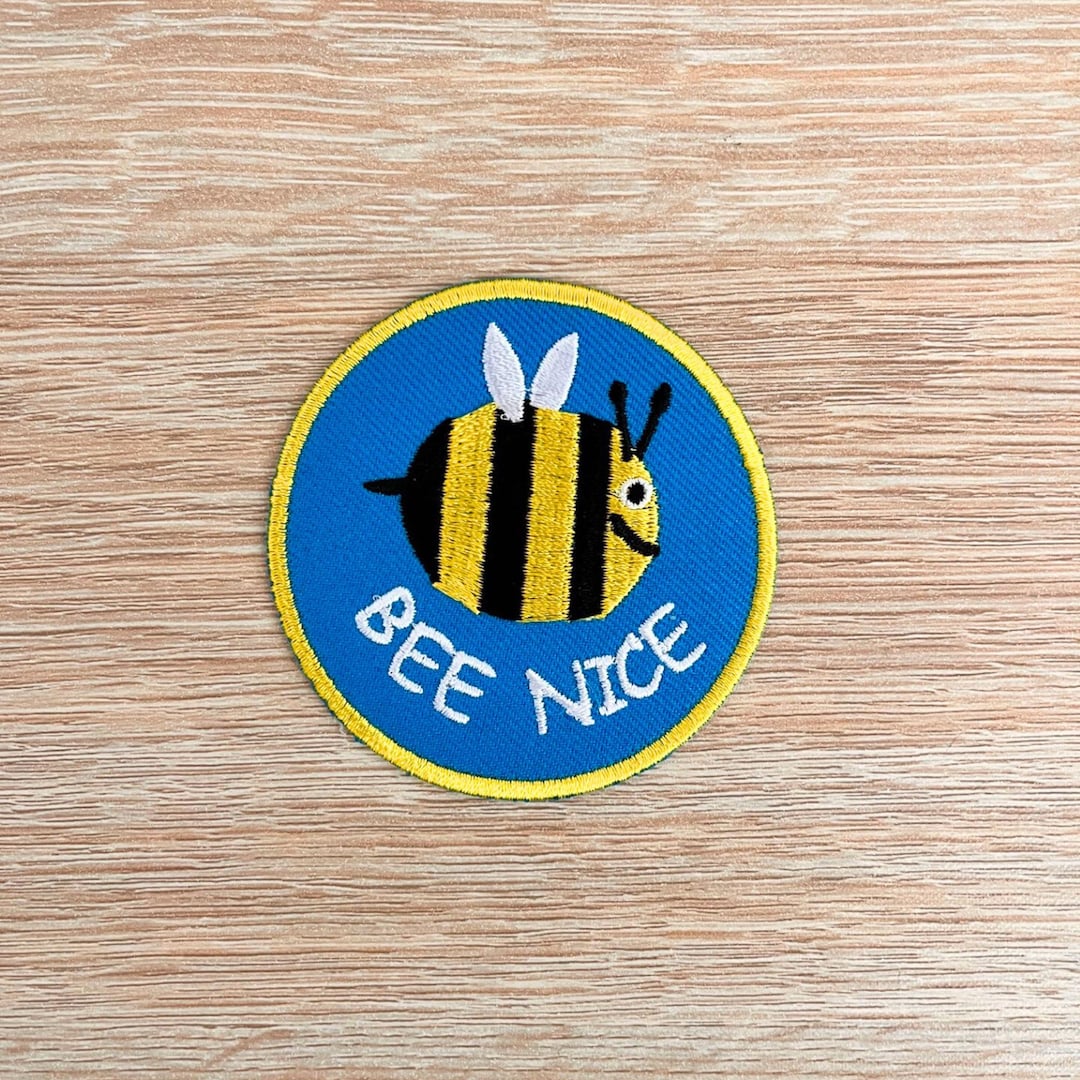 Bee Nice Patch - Bumble Bee Patch - Cute Animal Applique - Sew or Iron ...