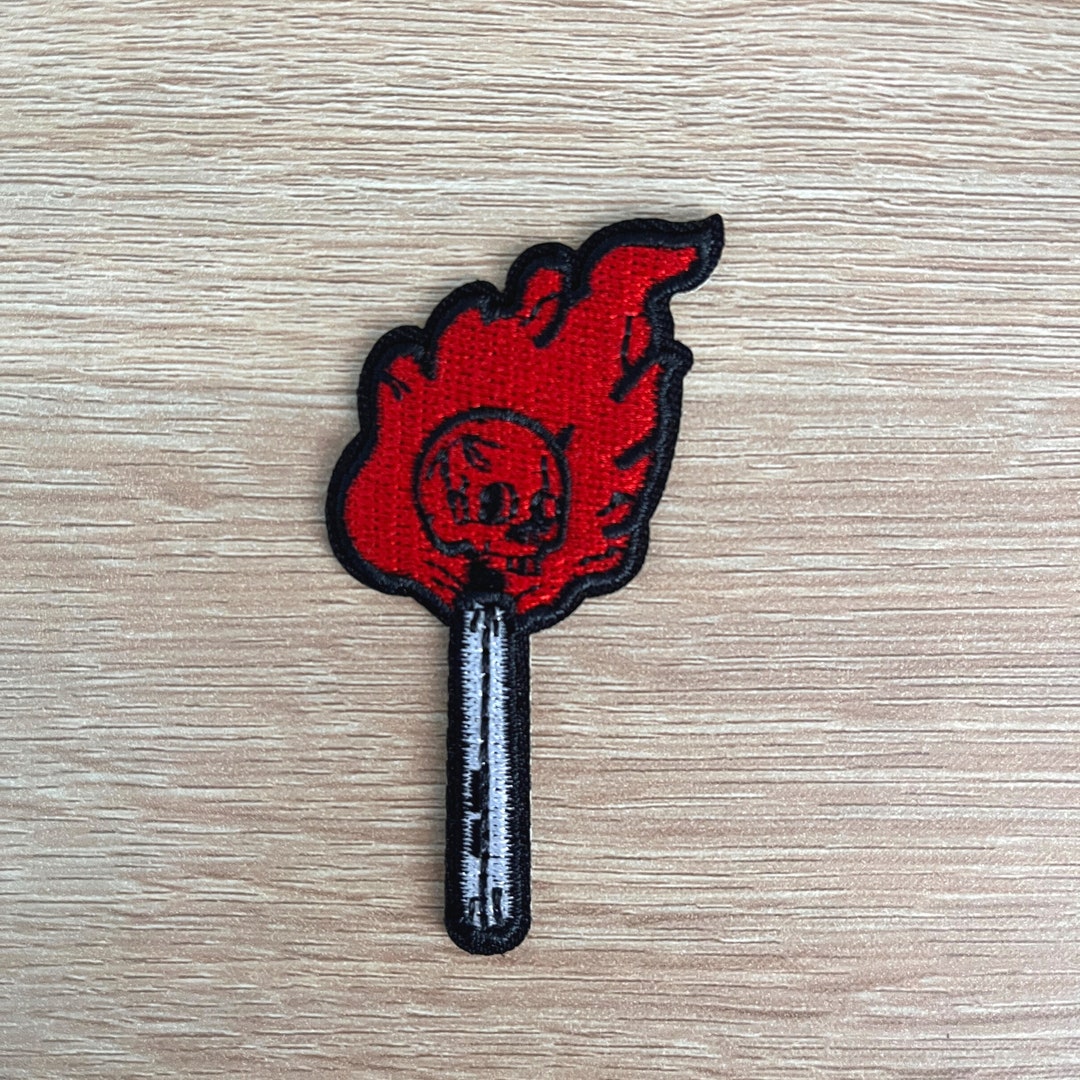 Skull Match Embroidered Patch / Burning Match Iron Sew on Patch / Punk ...