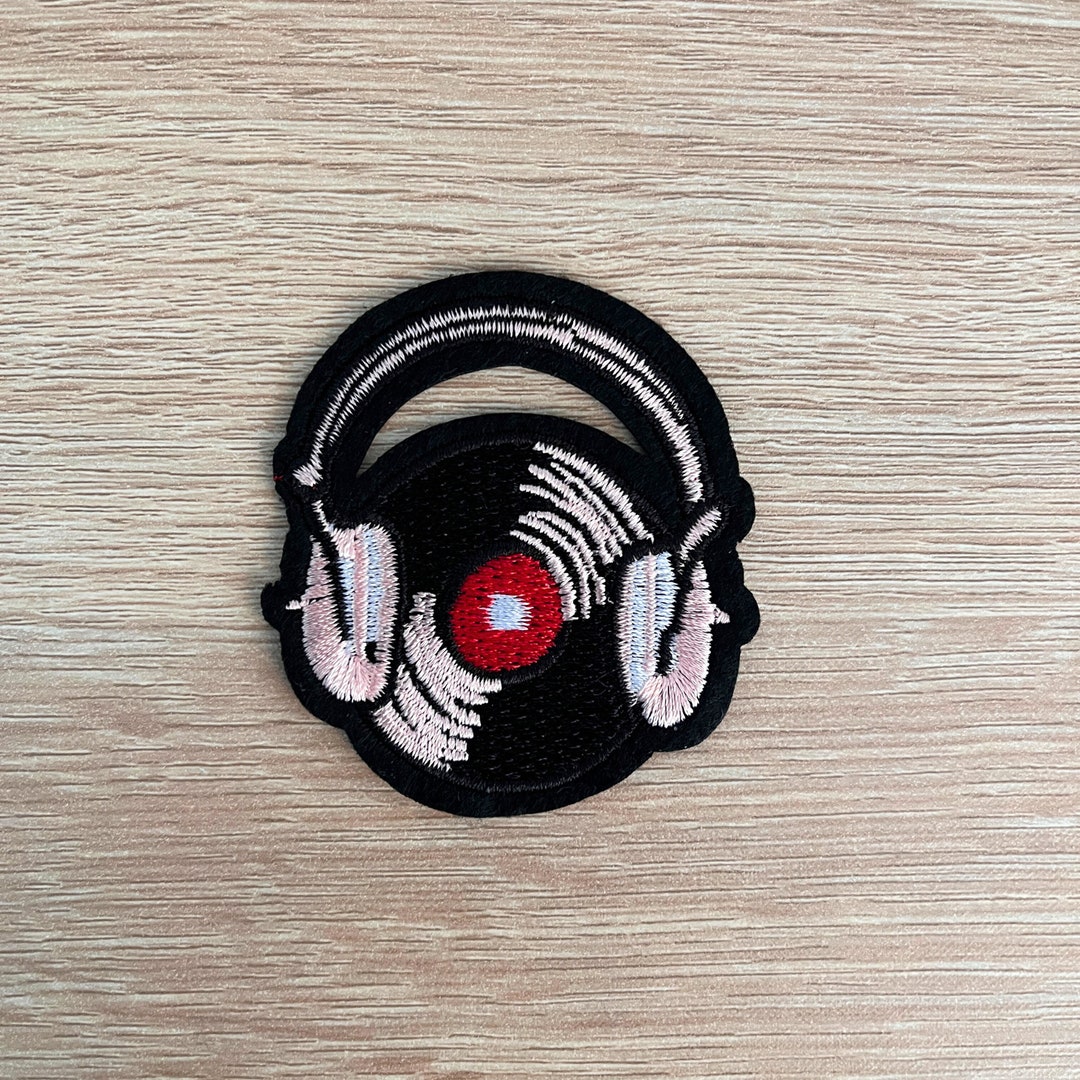 Vinyl Record With Headphones Patch / Music Patch / Sew or Iron on ...