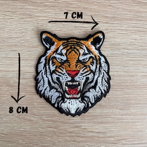 Tiger Patch / Tigers Head Patch / Sew or Iron on Embroidered Roaring Tiger / Tiger Patch for ...