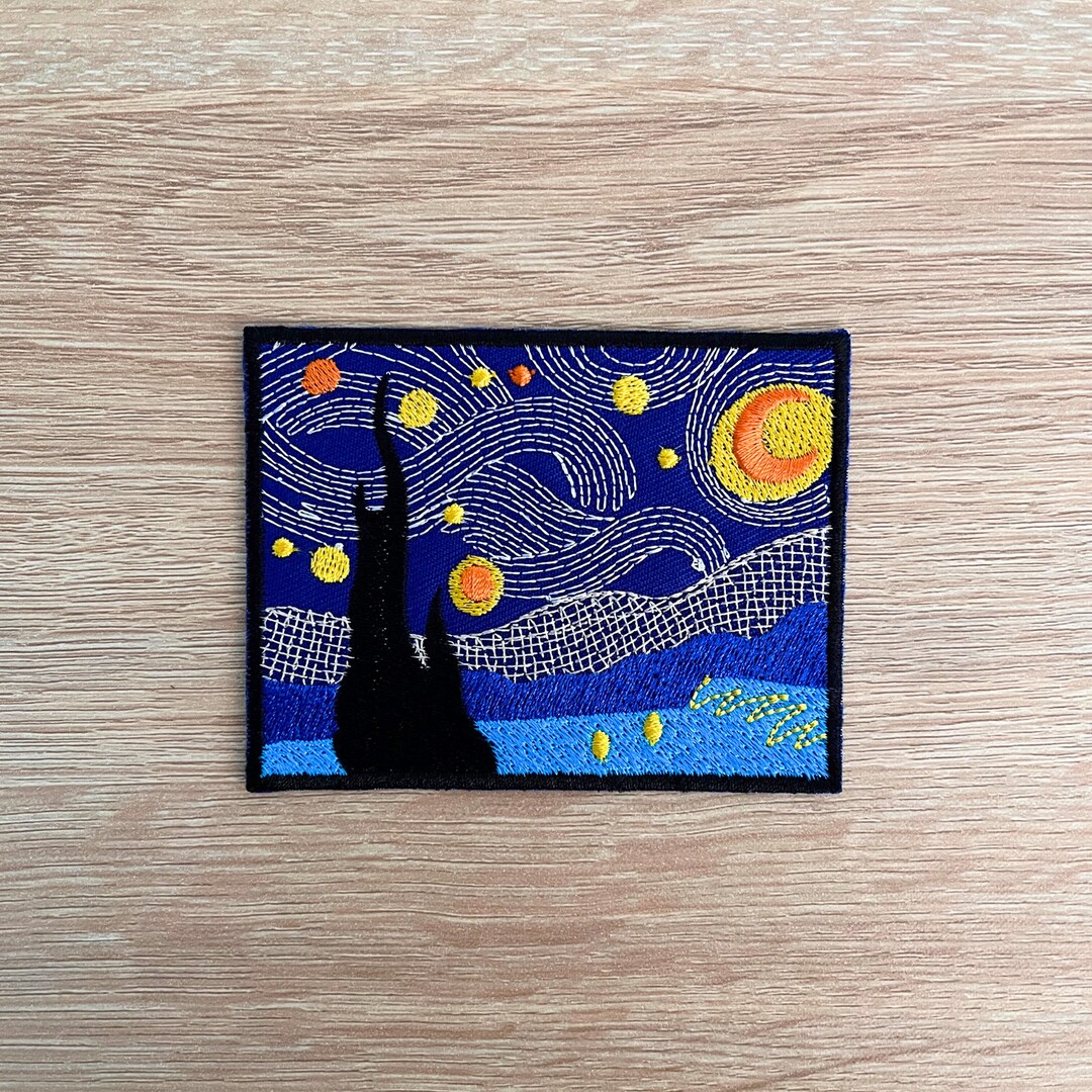 Starry Night Van Gogh Patch / Artwork Patch / Sew or Iron on Embroidered Art Patch / Art ...