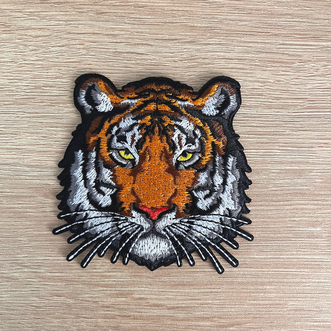 Tiger Patch / Tigers Head Patch / Sew or Iron on Embroidered Tiger Patch / Tiger Patch for ...