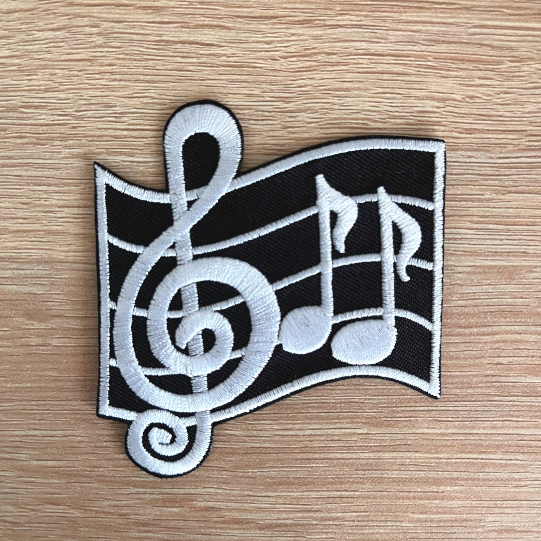 Music Note Patch / Iron or Sew on Embroidered Music Patch / Music Sheet ...