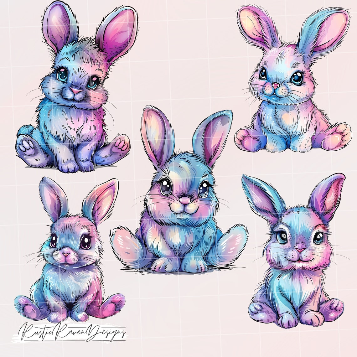 Pastel Bunny Clipart, Easter Png, Bunny Png, Rabbit Png, Easter Clipart ...