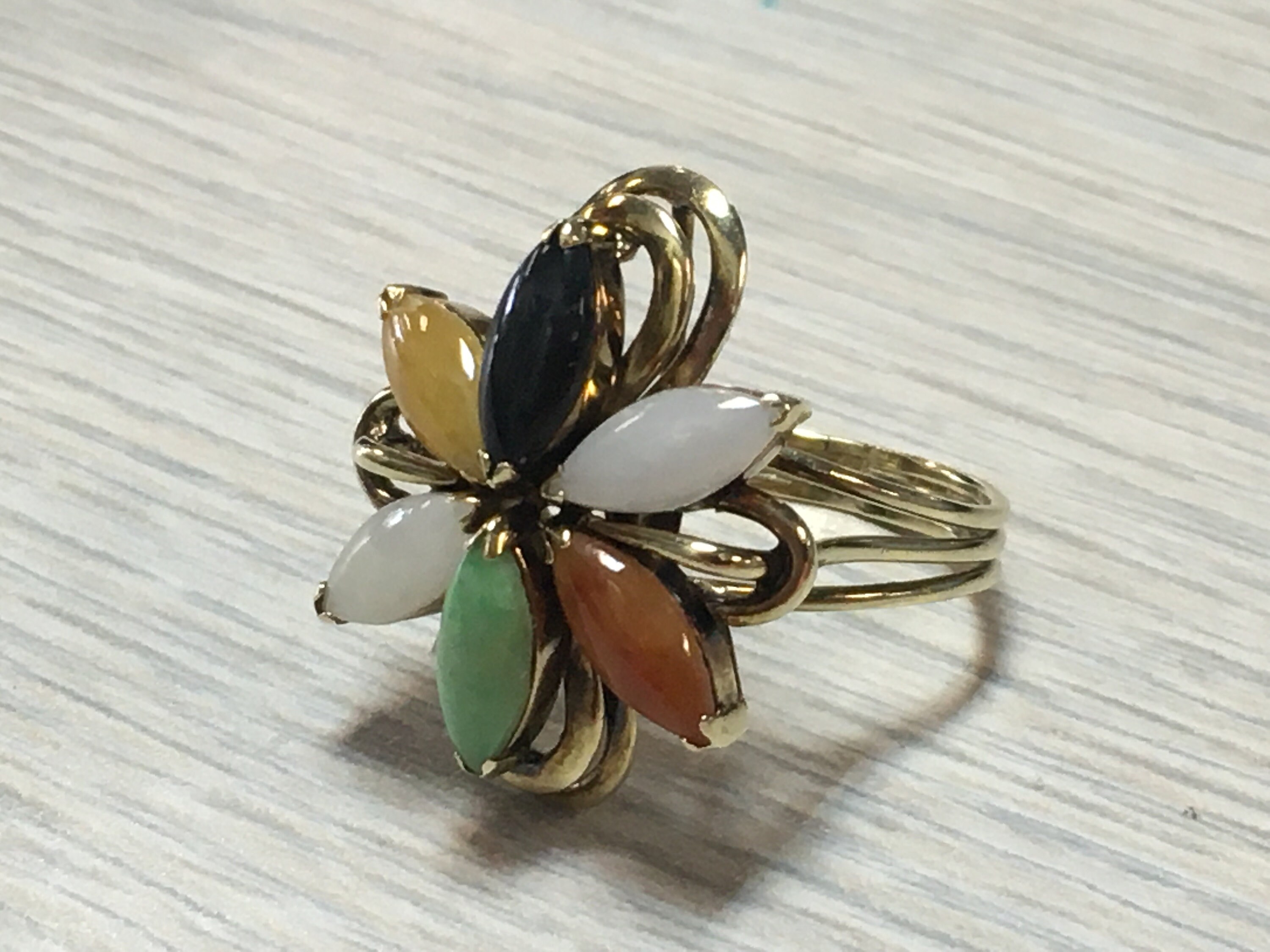 Jade Cluster 14k Gold Ring - Etsy