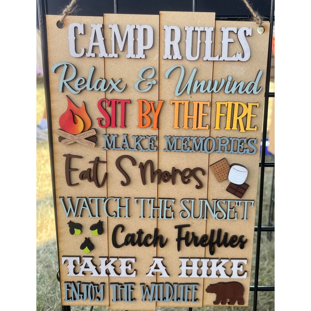 Camp Rules Laser Cut Sign Perfect for Campers - Etsy