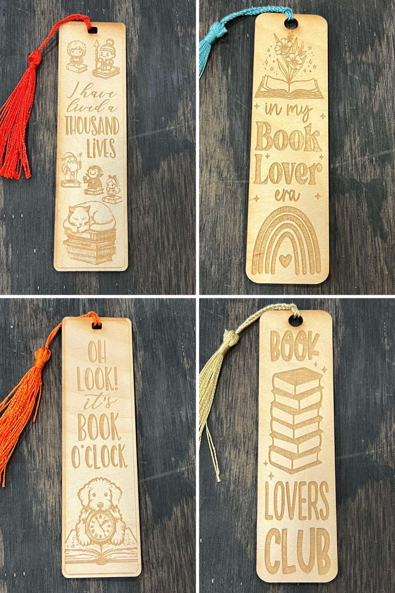 Laser Engraved Wooden Bookmark - Gift for Book Lovers, Book Lover ...