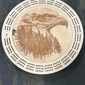 Engraved 3D Illusion Animal, 3 Player Round Cribbage Board - Etsy