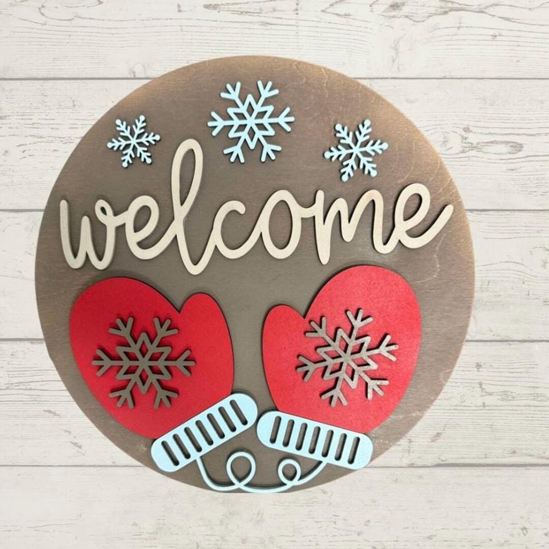 Welcome Winter Mittens Laser Cut Hanging Sign, Door Hanger - Etsy