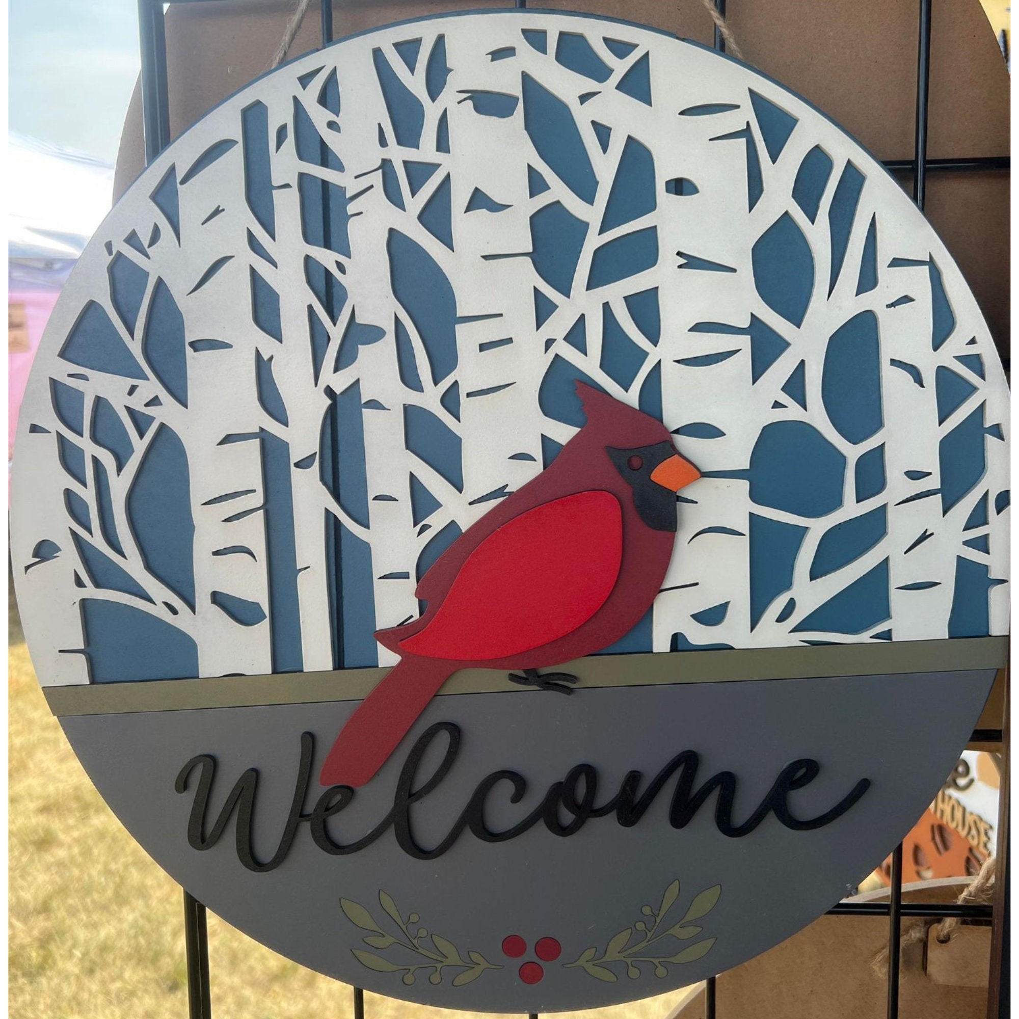 Cardinal Welcome Door Hanger - Etsy
