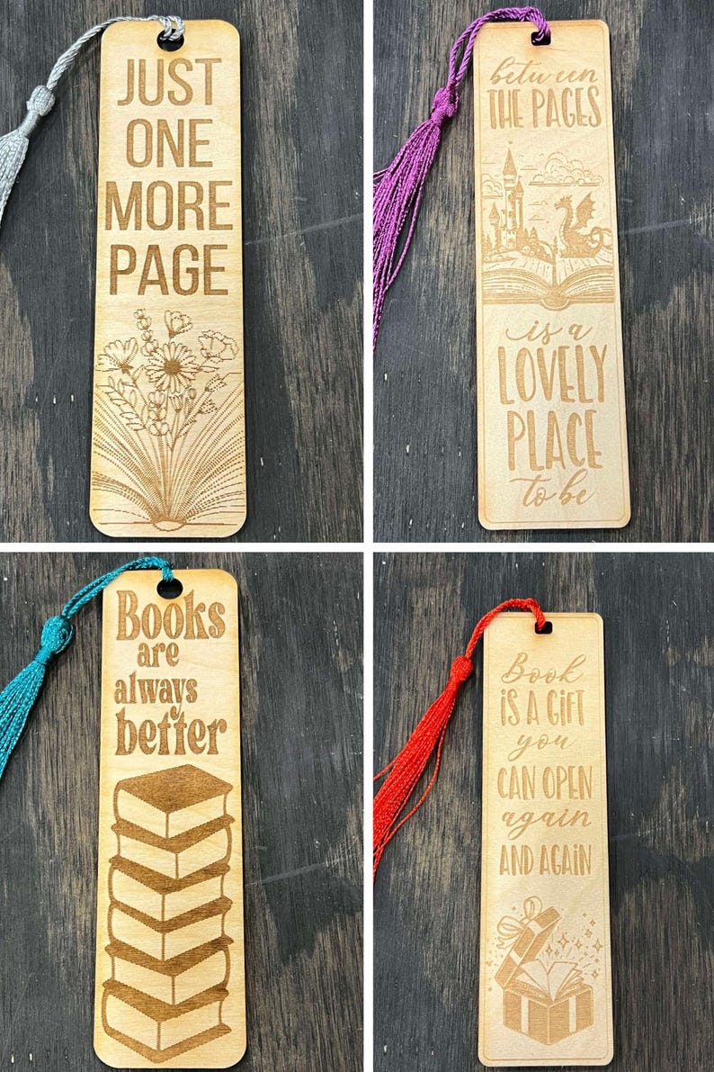 Laser Engraved Wooden Bookmark - Gift for Book Lovers, Book Lover ...