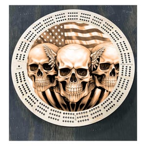 Engraved 3D Illusion, 3 Player Round Cribbage Board - Etsy