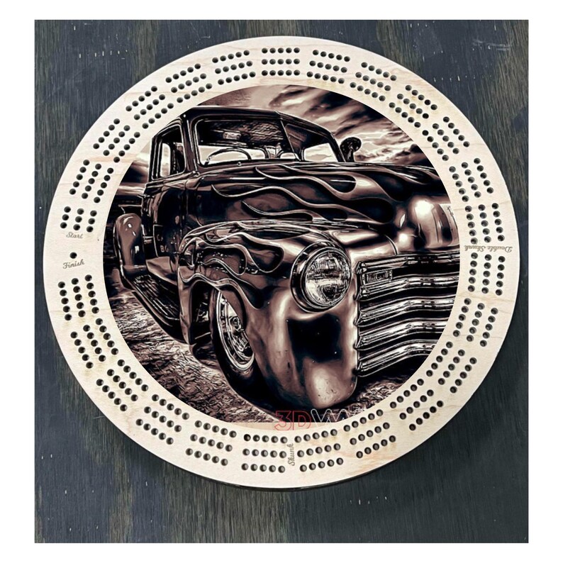 Engraved 3D Illusion, 3 Player Round Cribbage Board - Etsy