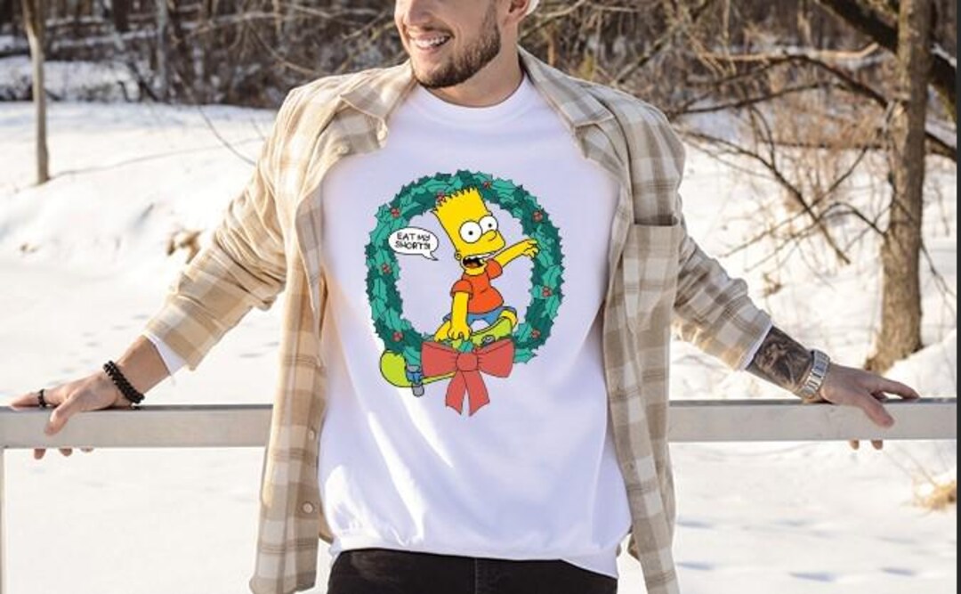 Bart Simpson Eat My Shorts With Christmas Wreath Sweatshirt, Christmas ...