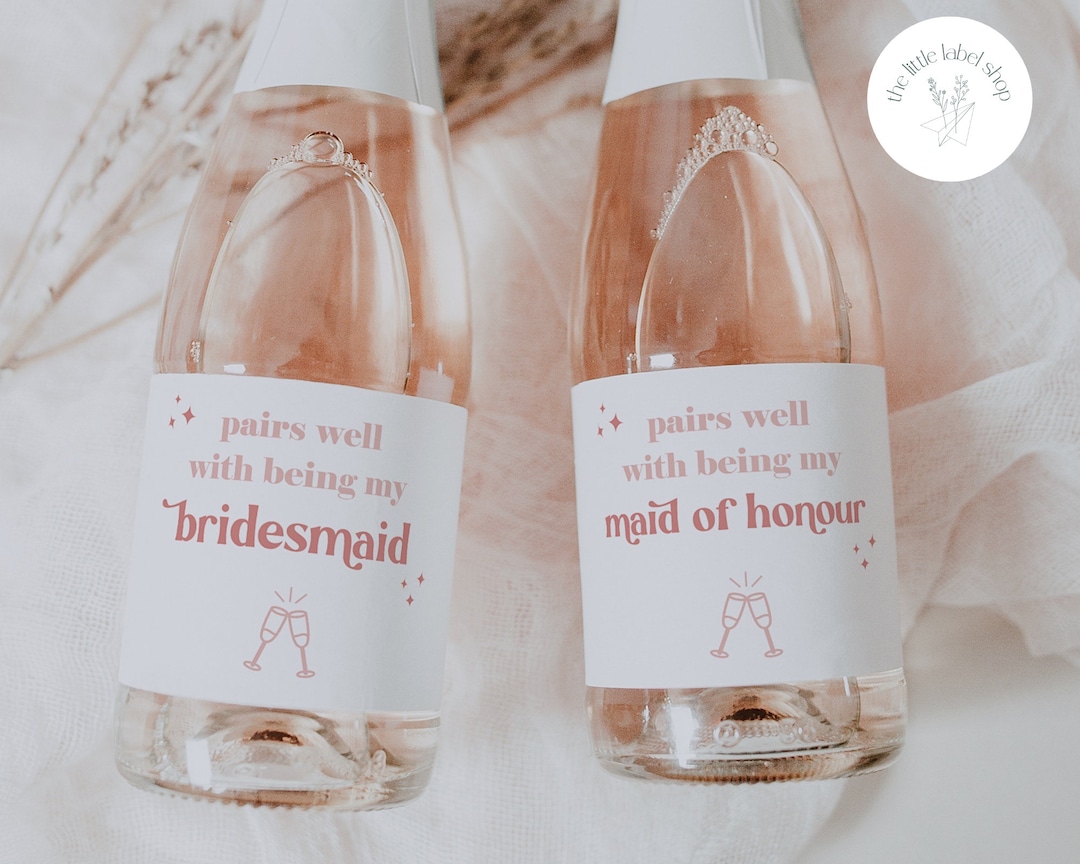 Bridesmaid Proposal Box Idea, Mini Champagne Label for Bridesmaid, Maid ...
