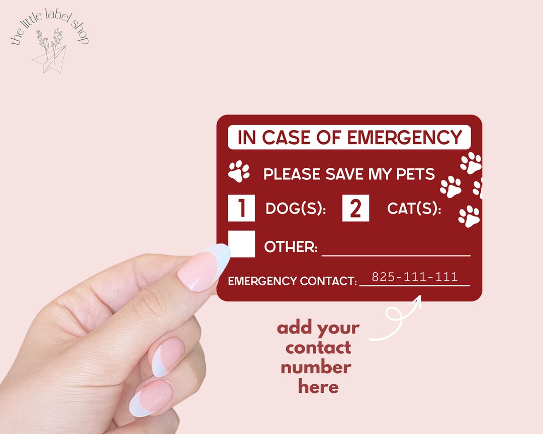 Pair of Pet Emergency Stickers, in Case of Emergency Pet Decal for Pet ...