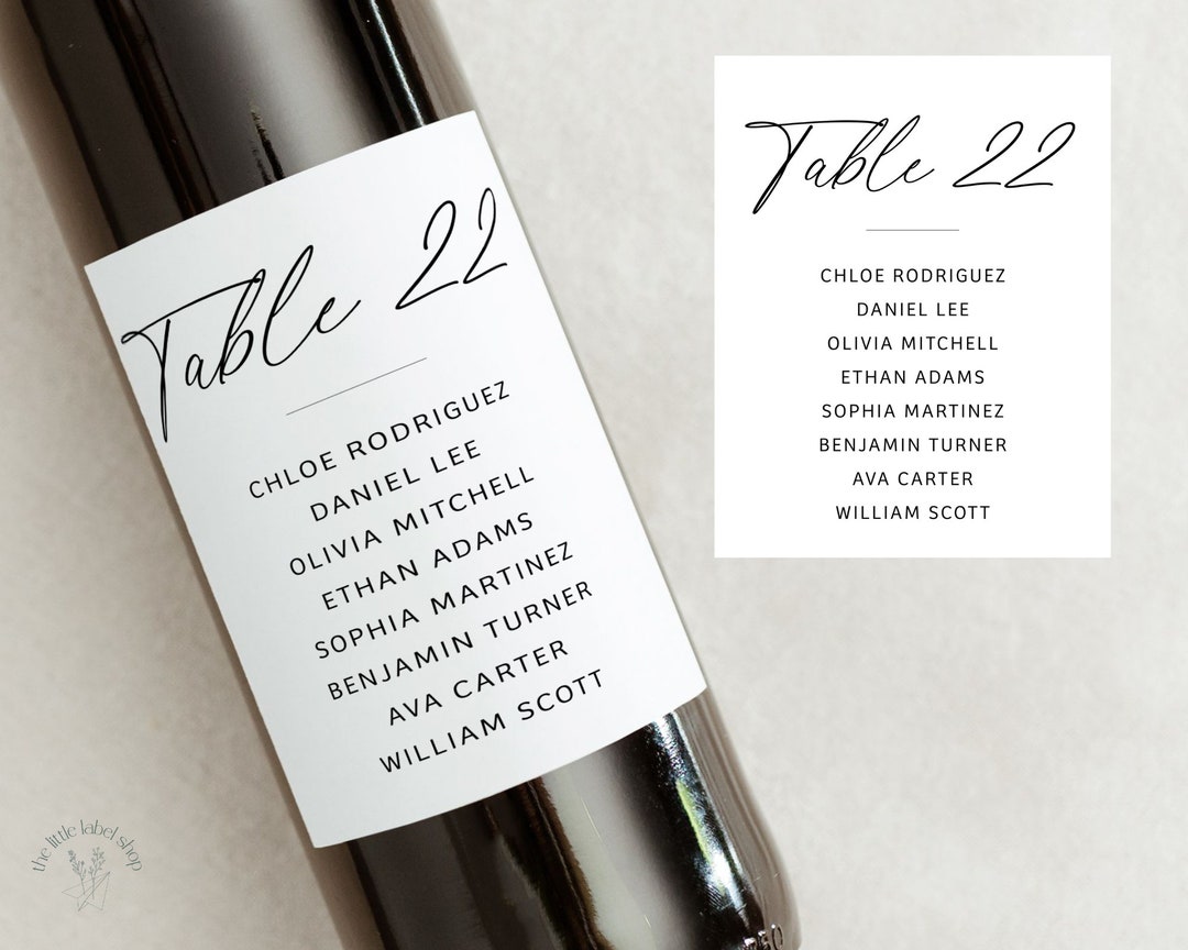 Wedding Table Number, Seating Chart, Wedding Table Decor Wine Labels ...