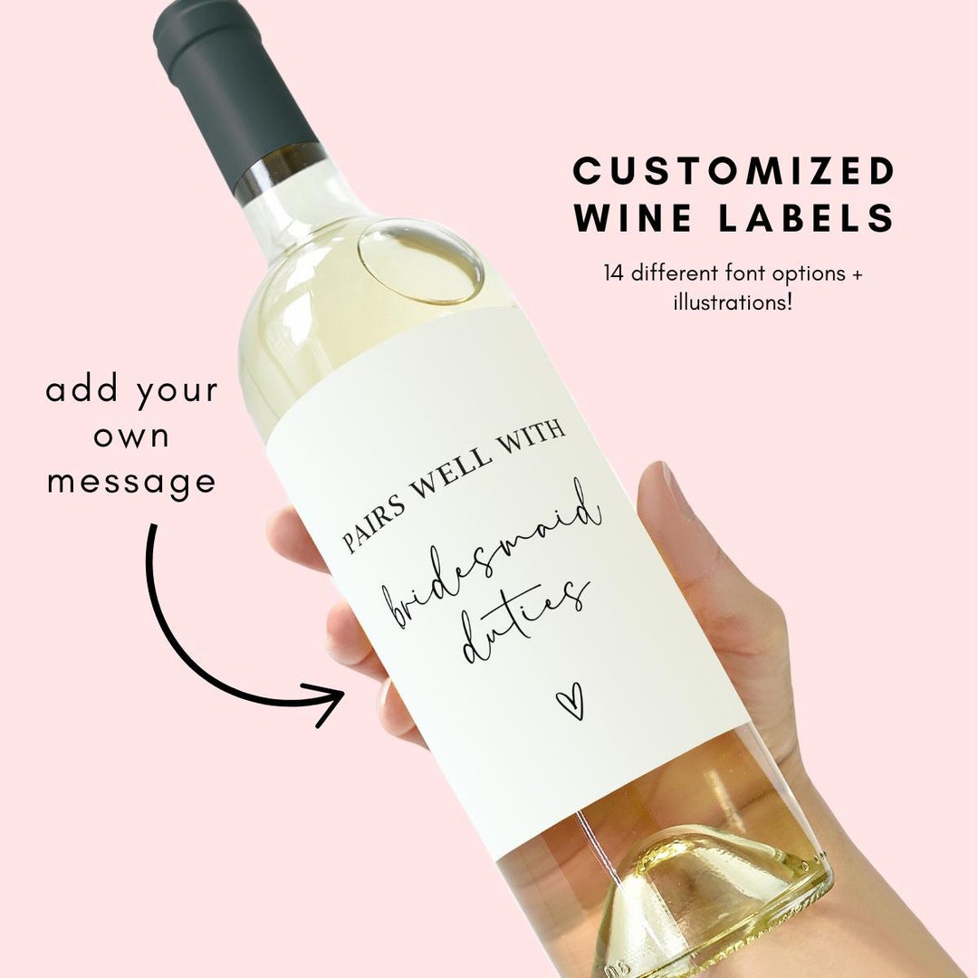 Custom Wine Label, Personalized Wine Sticker, Personalized Gift Idea, Add Your Own Text Wine ...