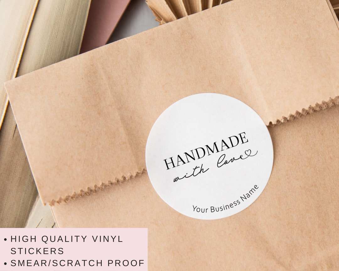Handmade With Love Stickers, Small Business Custom Stickers, Small ...