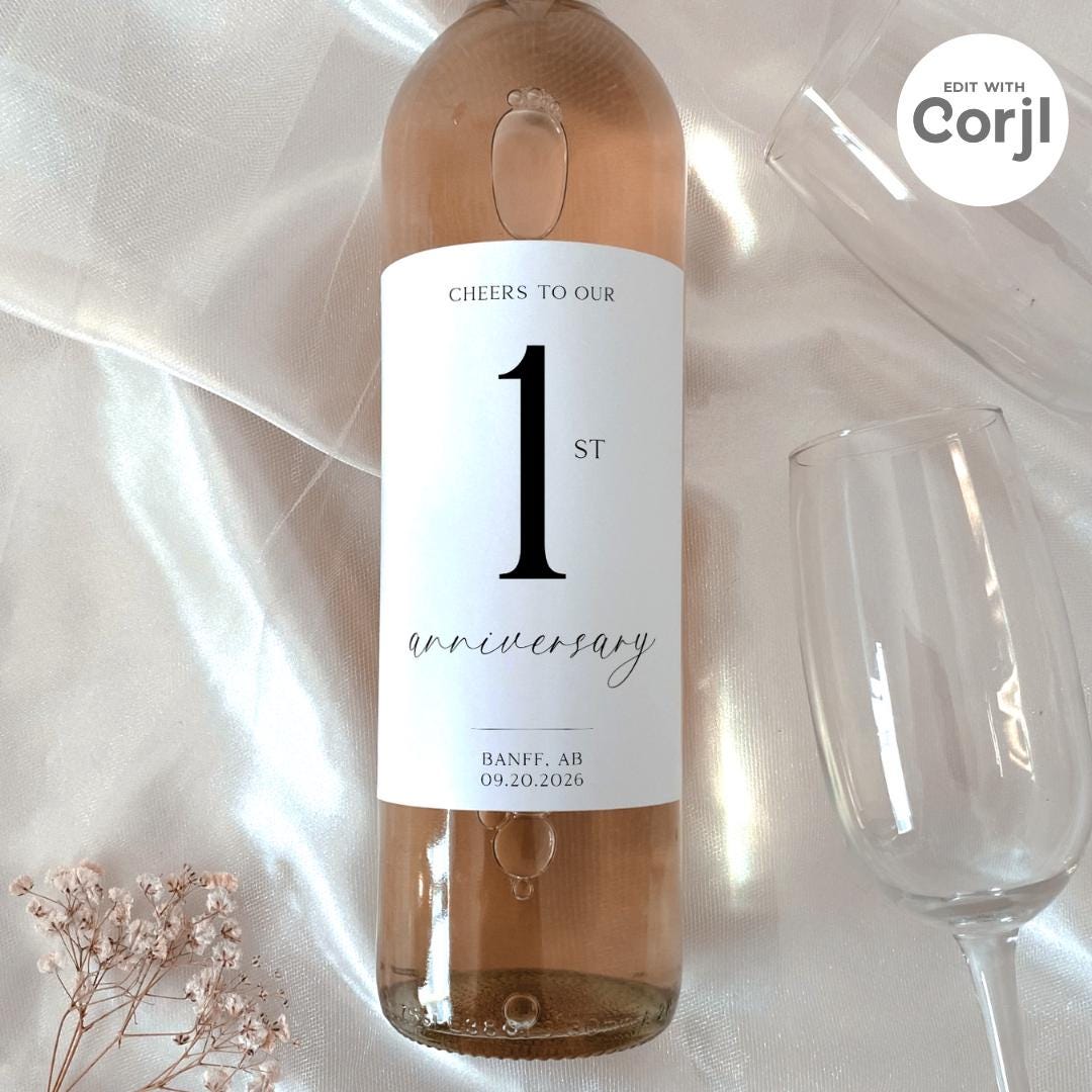 Anniversary Wine Label Template, Milestones Wine Sticker Editable ...