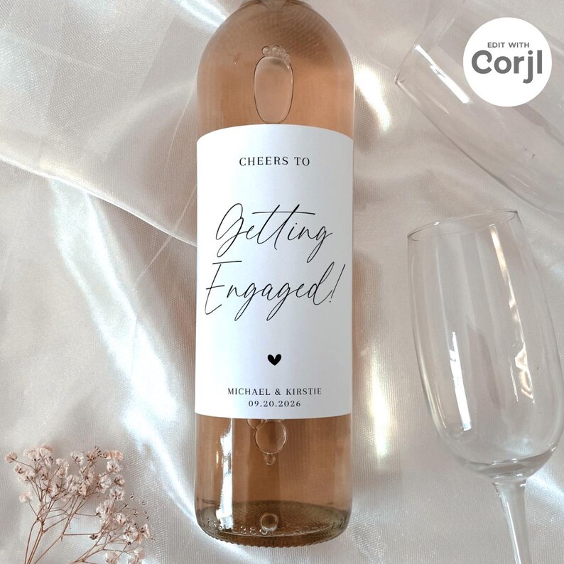 Engagement Wine Label Template, Gift for Couple, Pairs Well With ...