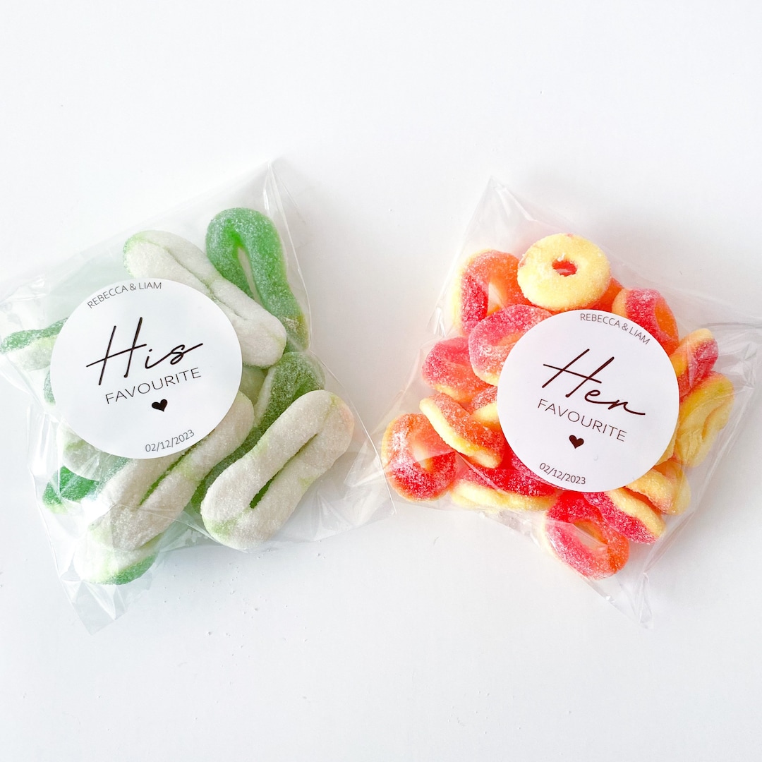 His and Her Favourite Stickers, Wedding Favours Stickers, Wedding Candy ...