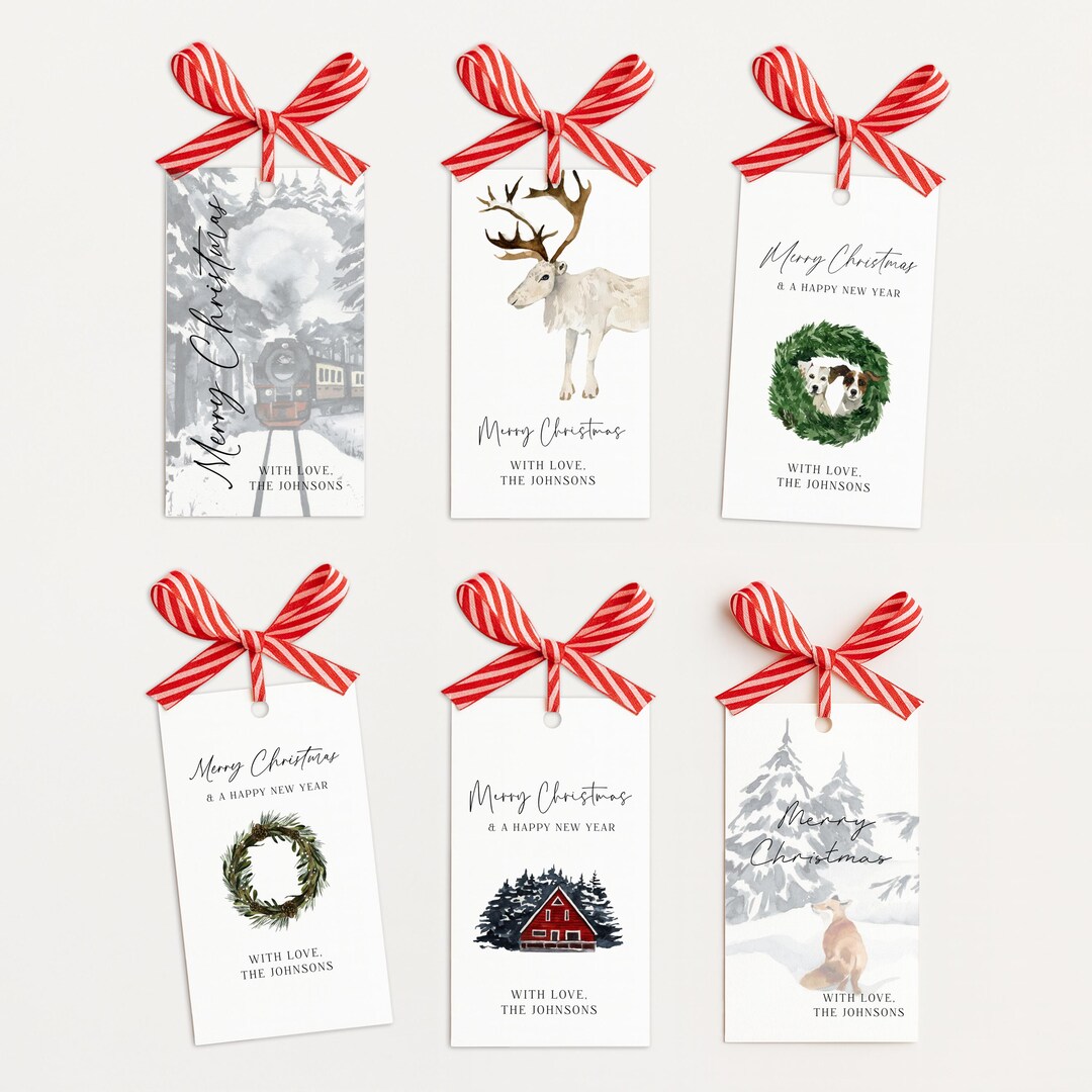 Christmas Gift Tag Bundle Template, Editable Holiday Tags, Printable ...