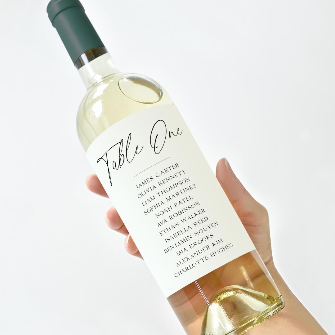 Wedding Seating Chart Wine Label Template, Wedding Table Numbers ...