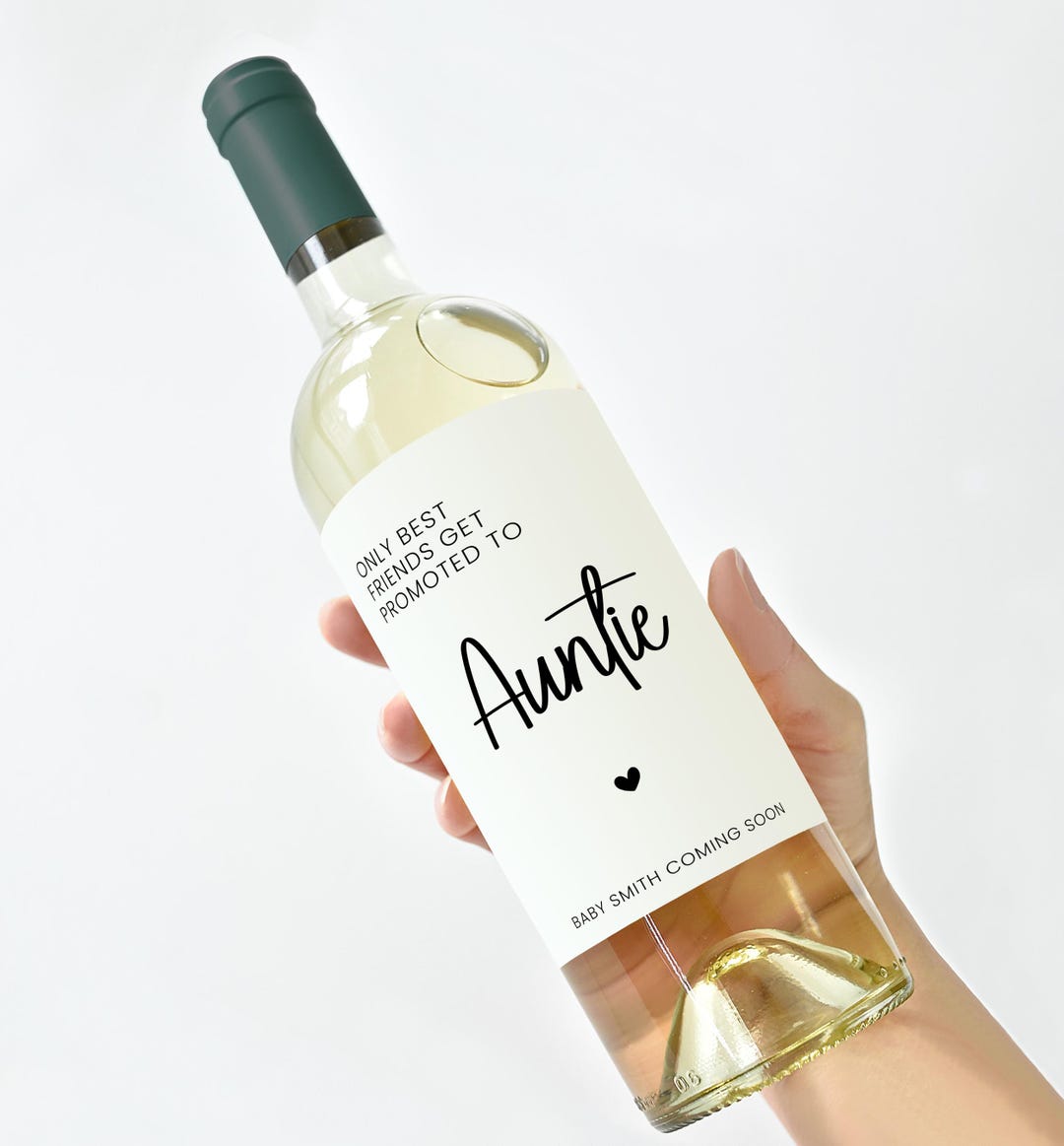 Best Friend Baby Announcement Wine Label, Editable Download, Auntie ...