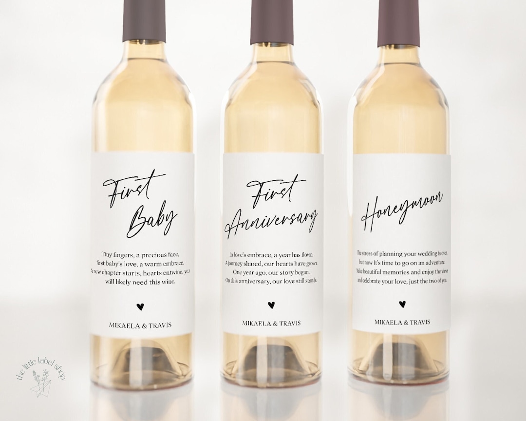 Marriage Milestones Wine Label, Personalized Wedding Gift, First ...