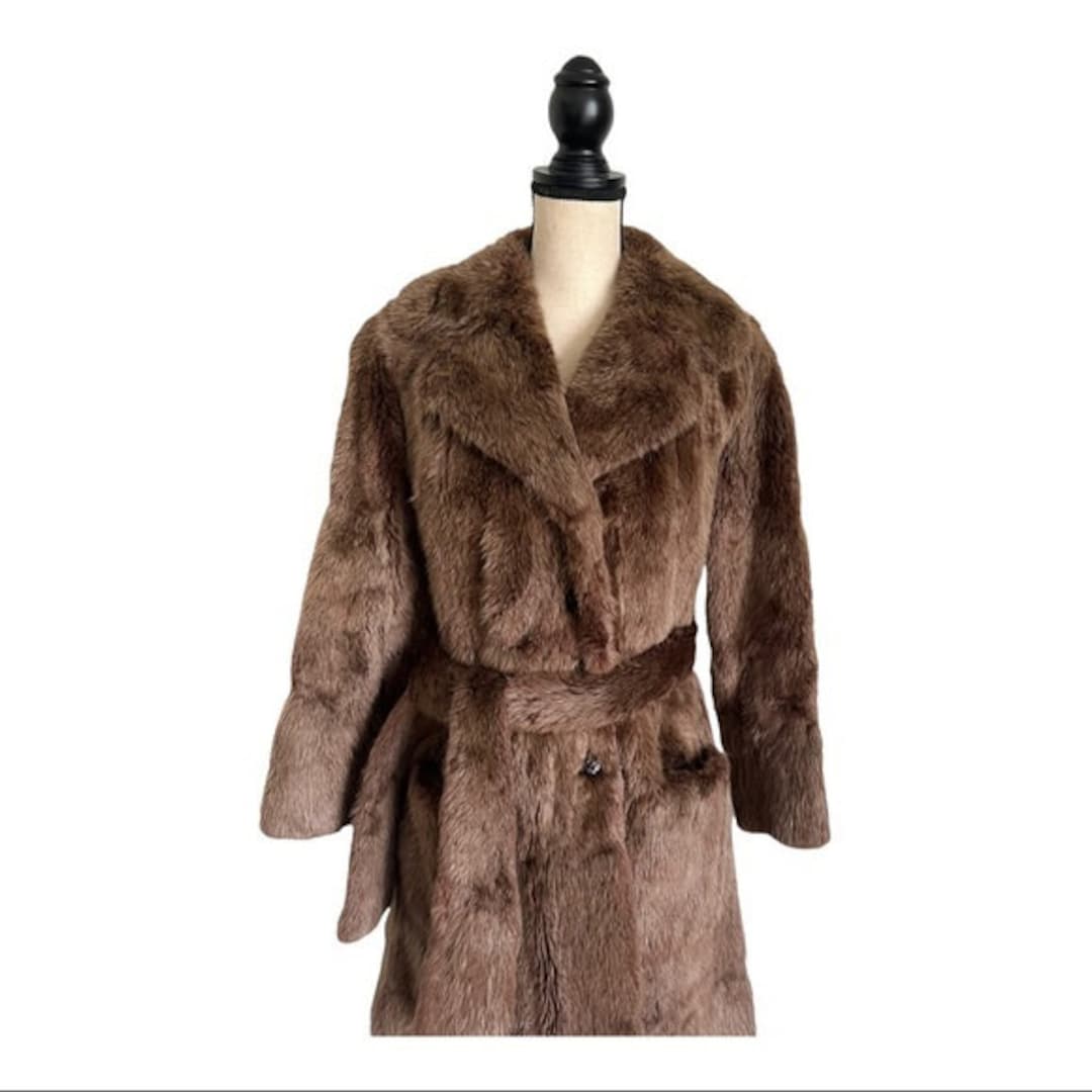 Weiss Furs Vintage 70s Brown Real Mink Long Belted Coat Size S - Etsy