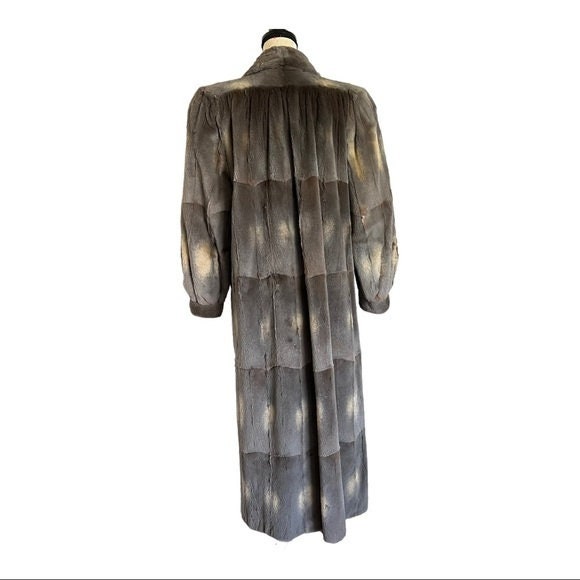 Vintage 70's Sabau Furs Sheared Muskrat Long Overcoat With Wing Collar ...
