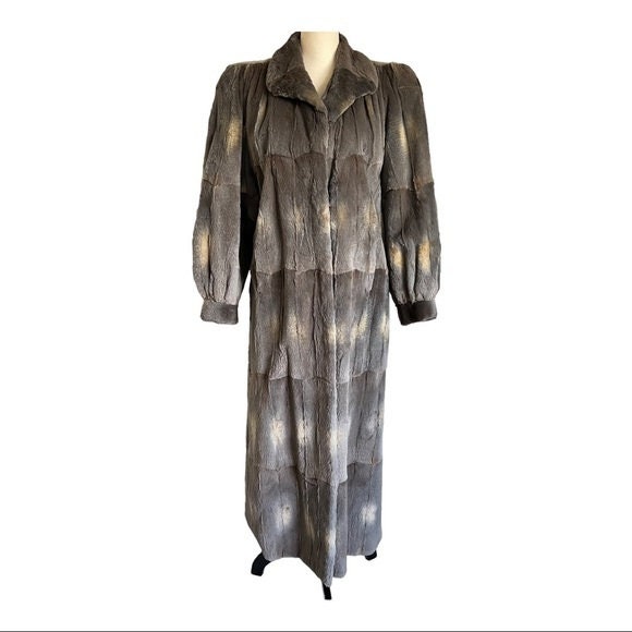Vintage 70's Sabau Furs Sheared Muskrat Long Overcoat With Wing Collar ...