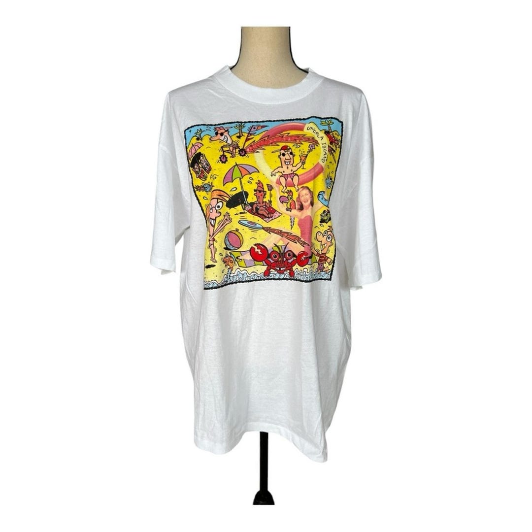 Vintage 90s 7UP Uncola Island Graphic White T-shirt With Colorful Print ...