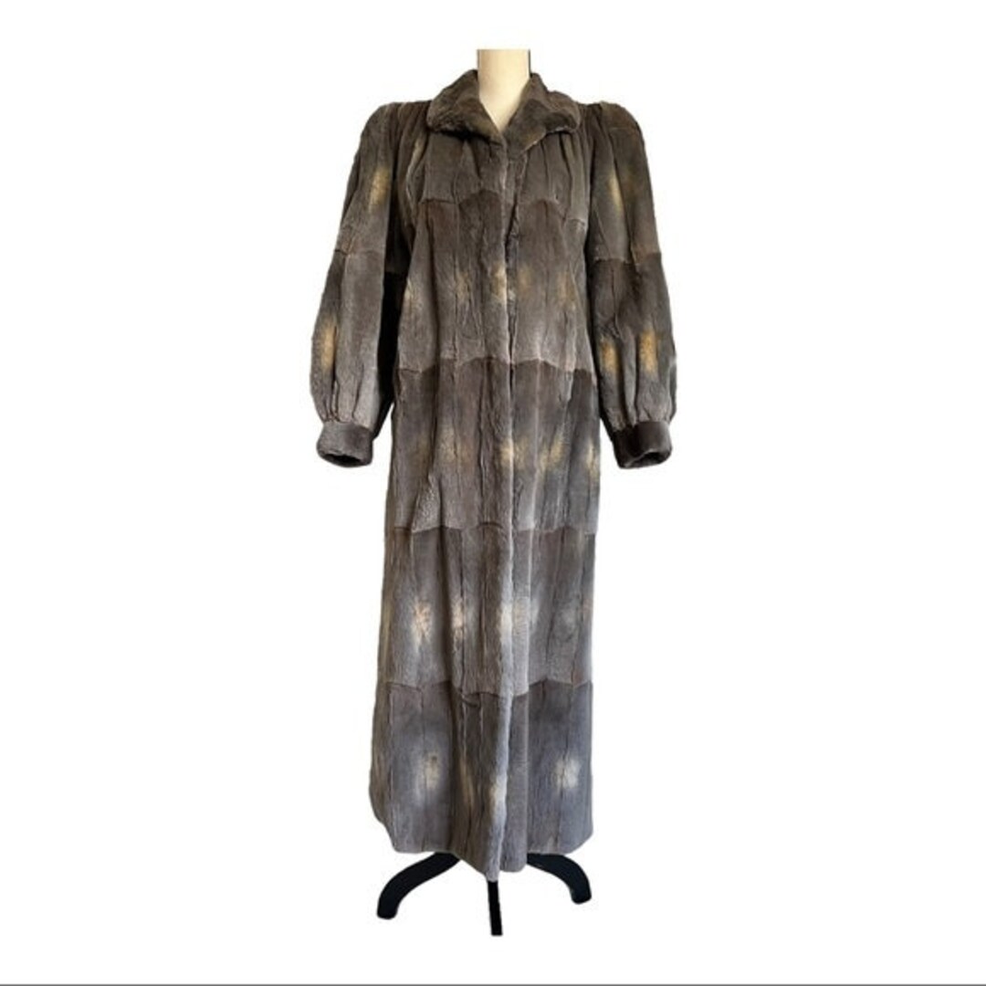 Vintage 70's Sabau Furs Sheared Muskrat Long Overcoat With Wing Collar ...