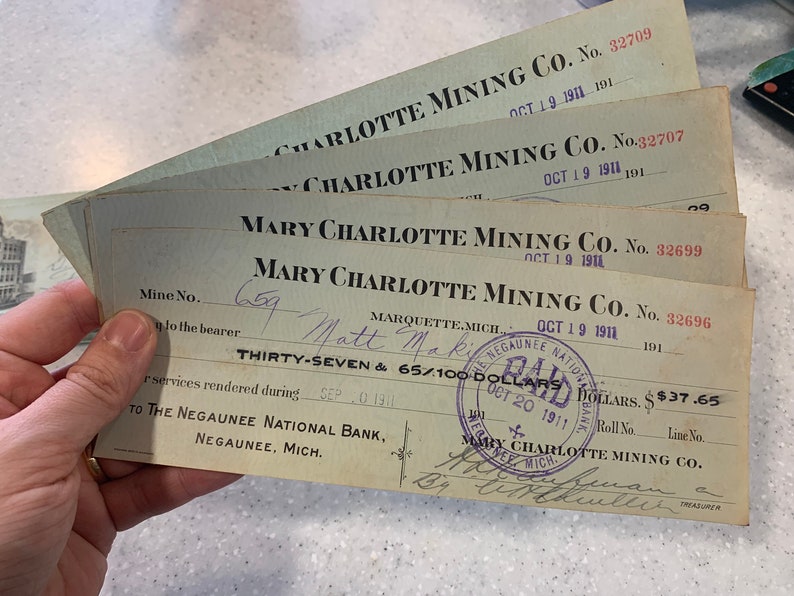 Vintage 1900s Mining Company Checks - Random Antique Bank Check - Etsy